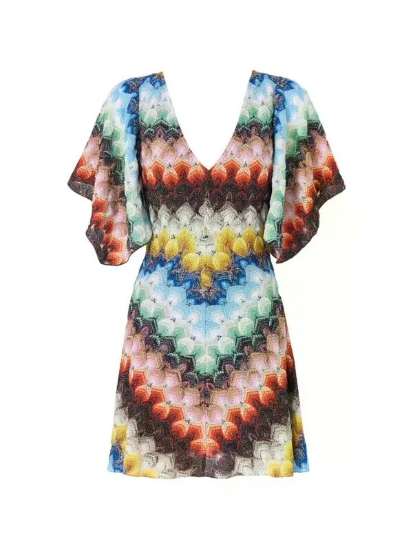 Missoni V-neck Chevron-pattern Mini Dress