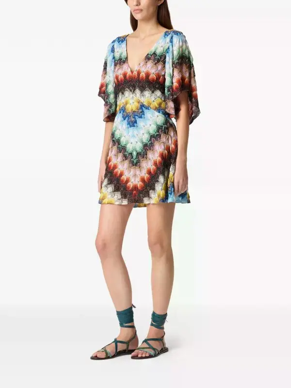 Missoni V-neck Chevron-pattern Mini Dress