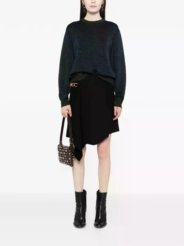 Cynthia Rowley Metallic Crew Neck Sweater - Blue