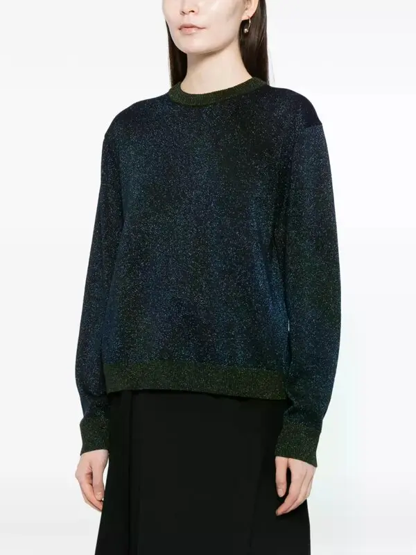 Cynthia Rowley Metallic Crew Neck Sweater - Blue