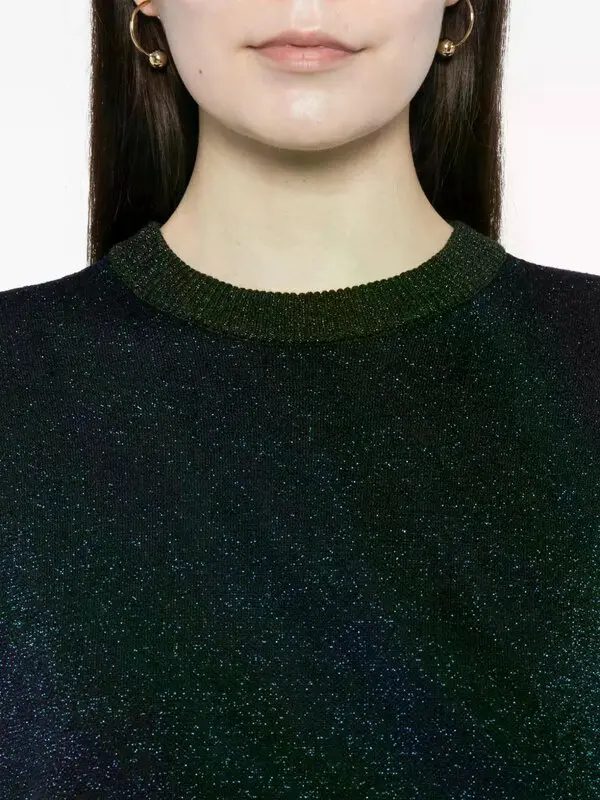 Cynthia Rowley Metallic Crew Neck Sweater - Blue