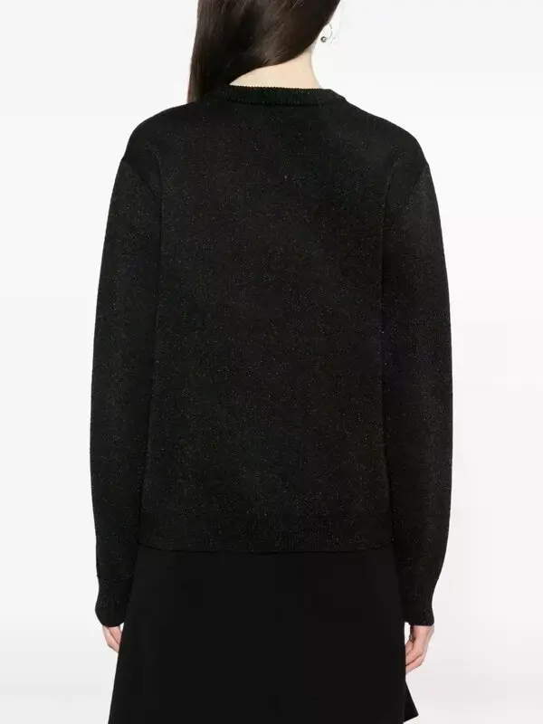 Cynthia Rowley Metallic Crew Neck Sweater - Black