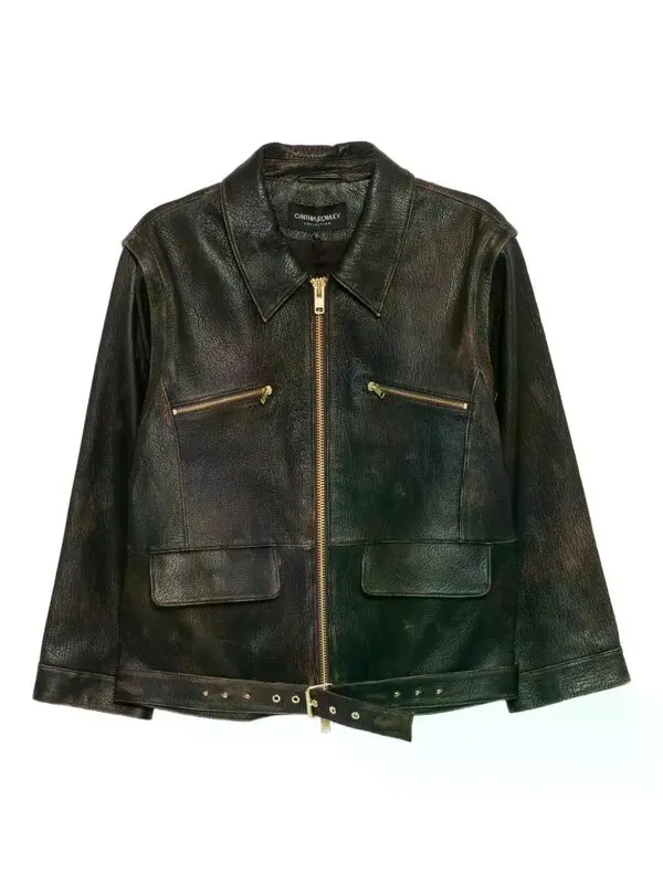 Cynthia Rowley Belted Leather Jacket