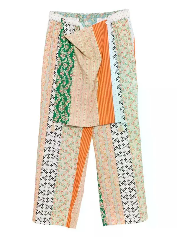 MIDORIKAWA Floral-print Apron Trousers - Neutrals
