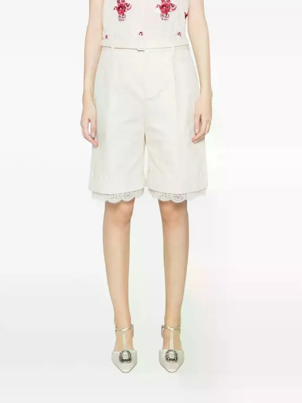Vivetta Belted Lace Trim Shorts