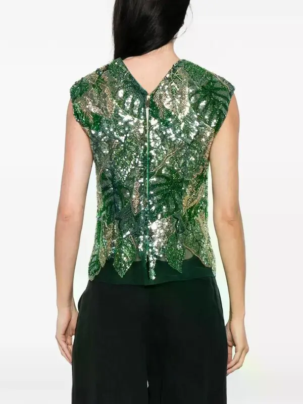 DE SANTIS Sequin Embellished V-neck Top