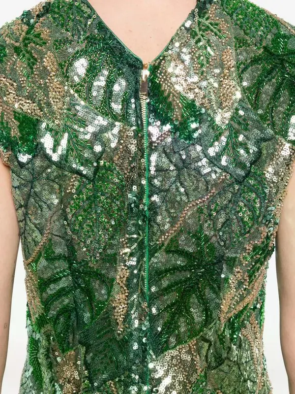 DE SANTIS Sequin Embellished V-neck Top