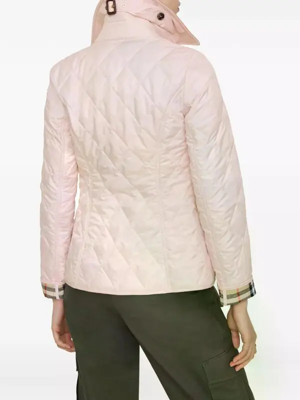 Burberry Quilted Jacket With Corduroy Collar - Pink