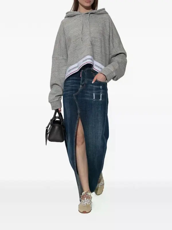 Dsquared2 Cropped Logo Tape Hoodie