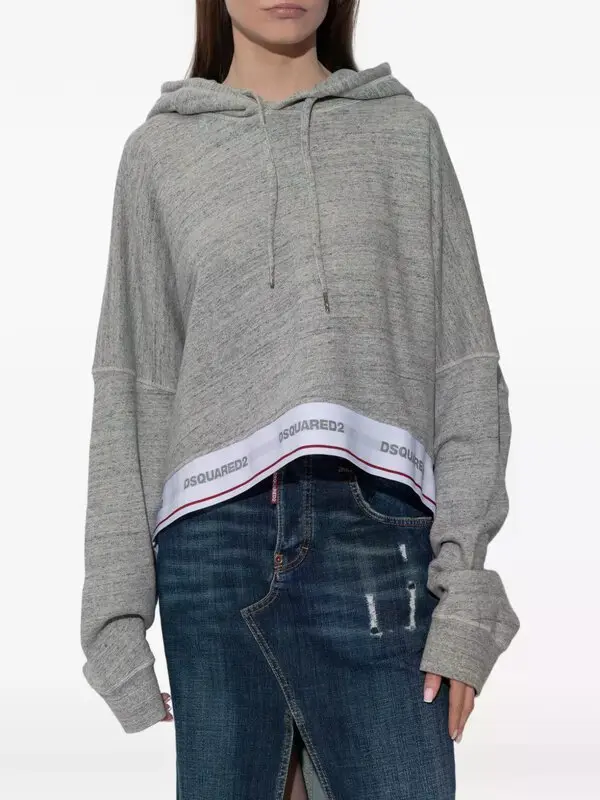 Dsquared2 Cropped Logo Tape Hoodie