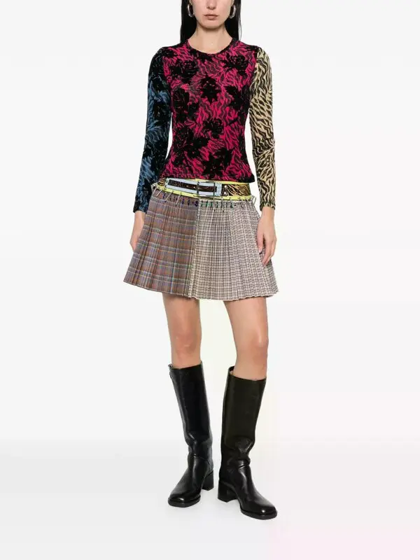 CHOPOVA LOWENA Belted Plaid Mini Skirt
