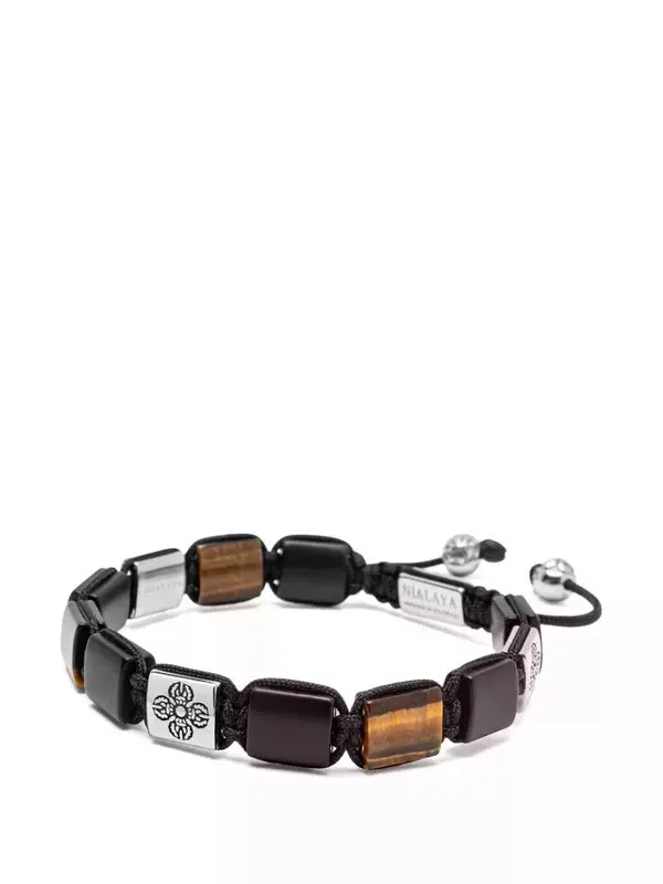 NIALAYA JEWELRY Dorje Flatbead Multi-stone Bracelet - Black