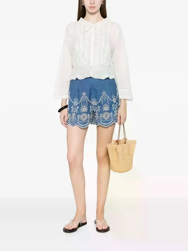MC2 SAINT BARTH Embroidered Scallop Trim Shorts