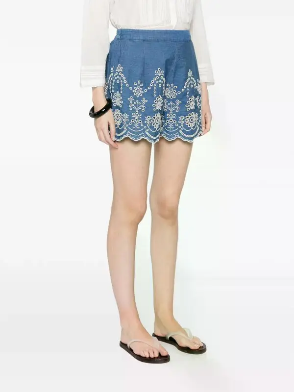 MC2 SAINT BARTH Embroidered Scallop Trim Shorts