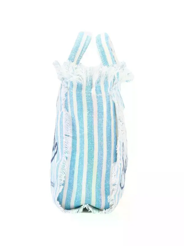 MC2 SAINT BARTH Striped Fringed Tote - Blue