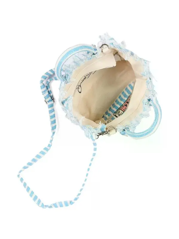 MC2 SAINT BARTH Striped Fringed Tote - Blue