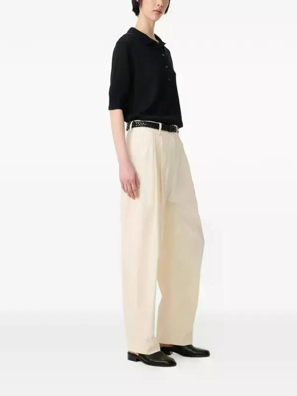 Studio Nicholson Tolse Collar Knit Polo Top - Black