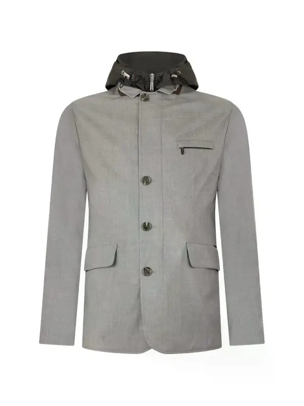 MOORER Hooded Button Jacket
