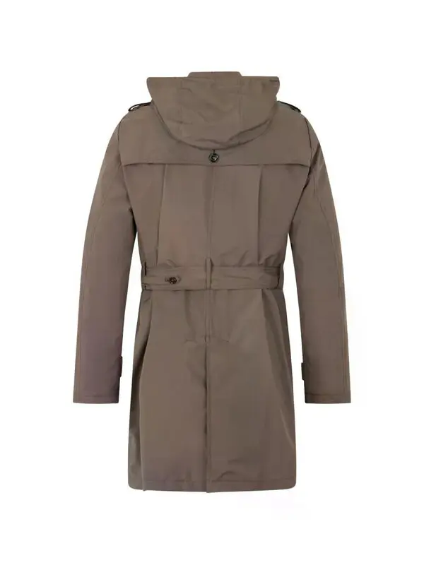 MOORER Hooded Belted Trench Coat