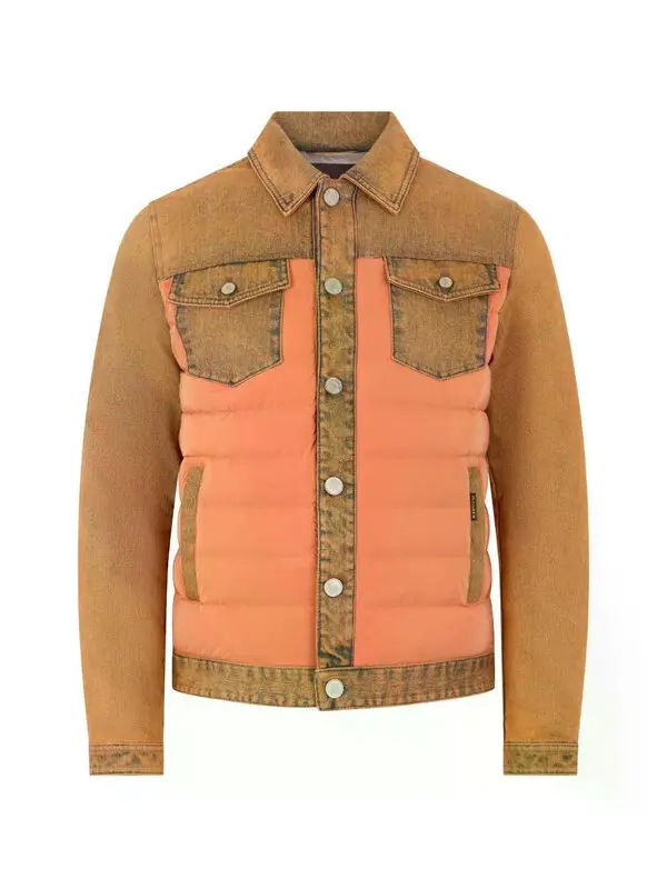 MOORER Padded Denim Jacket - Orange