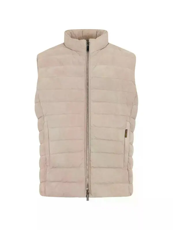 MOORER Padded Zip Gilet - Neutrals