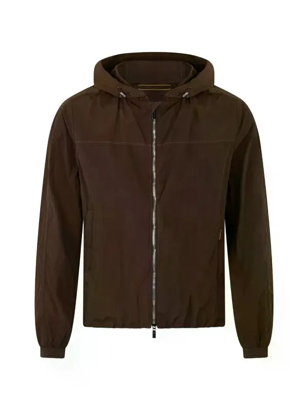 MOORER Hooded Zip Jacket - Brown