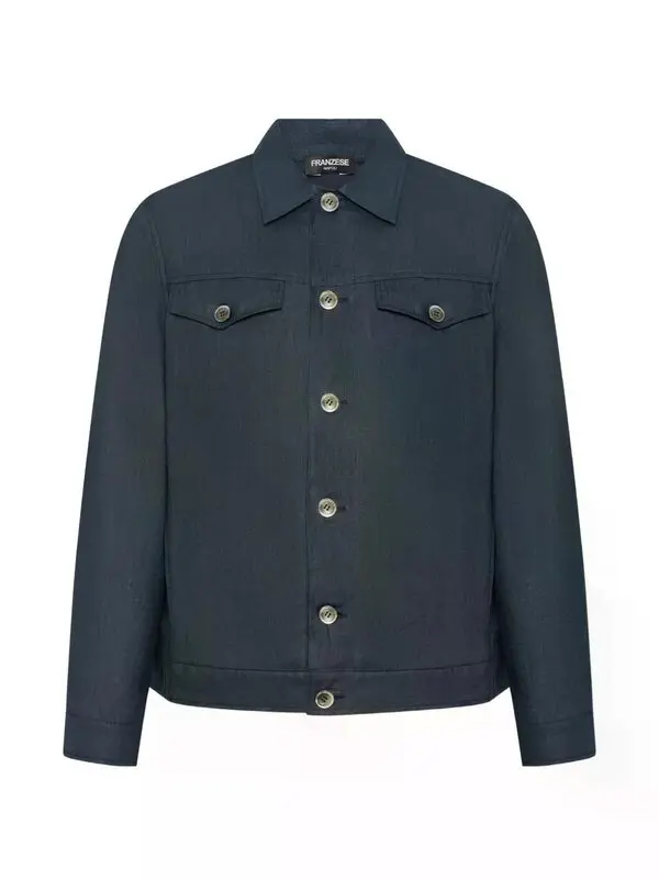 FRANZESE COLLECTION Flap-pocket Linen Shirt Jacket - Blue