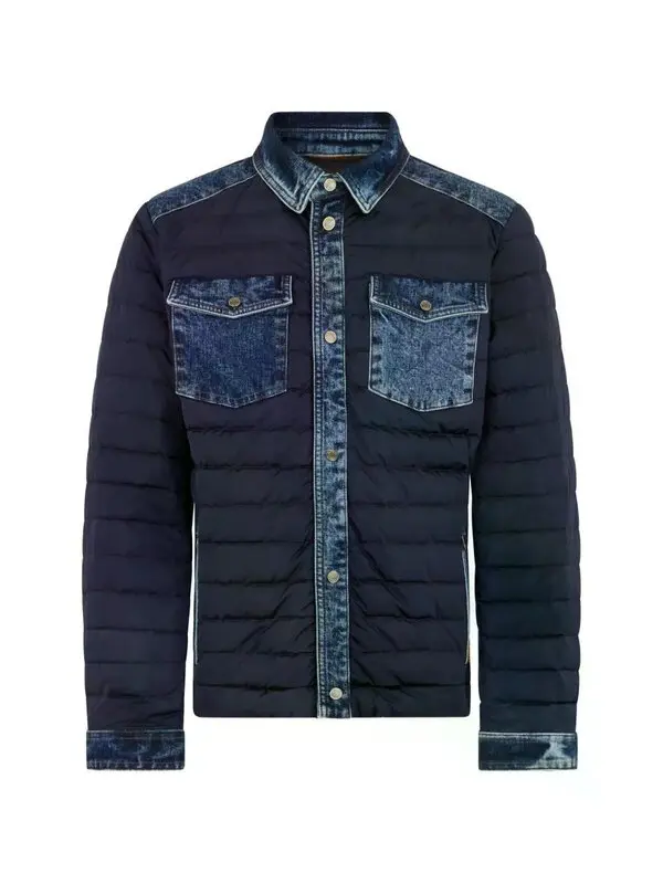 MOORER Quilted Panelled Jacket - Blue