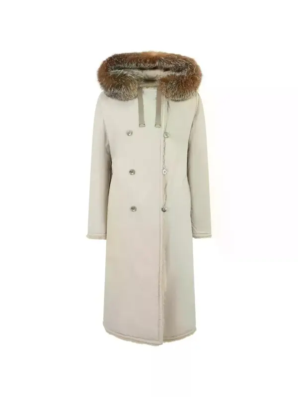 MOORER Fur Collar Double-breasted Coat
