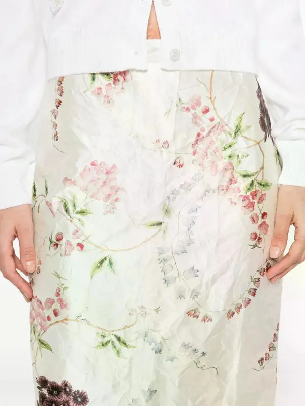 Erdem Satin Midi Skirt With Floral Print