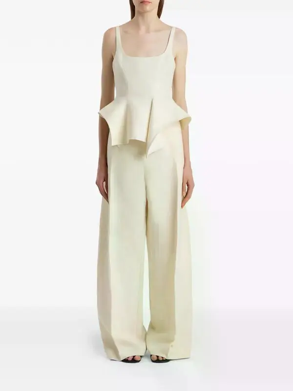 Khaite Linen Suiting Peplum Top