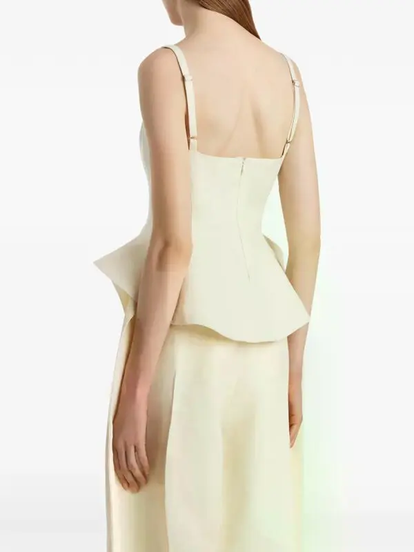Khaite Linen Suiting Peplum Top