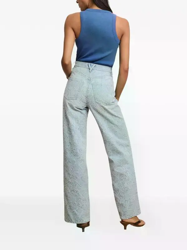 Veronica Beard Taylor Floral-embroidery High-rise Jeans