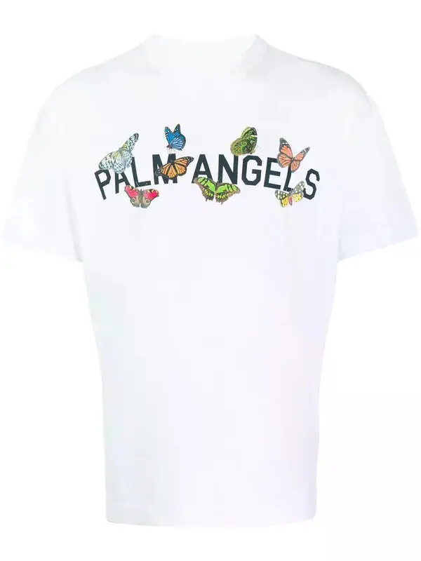 Palm Angels Butterfly Logo Print T-shirt - White