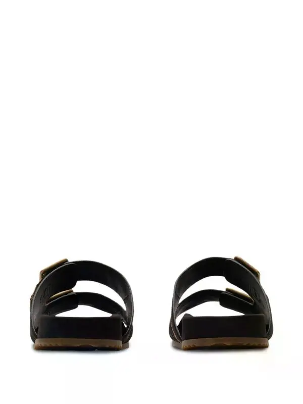 Burberry Check Embossed Suede Urchin Sandals - Black