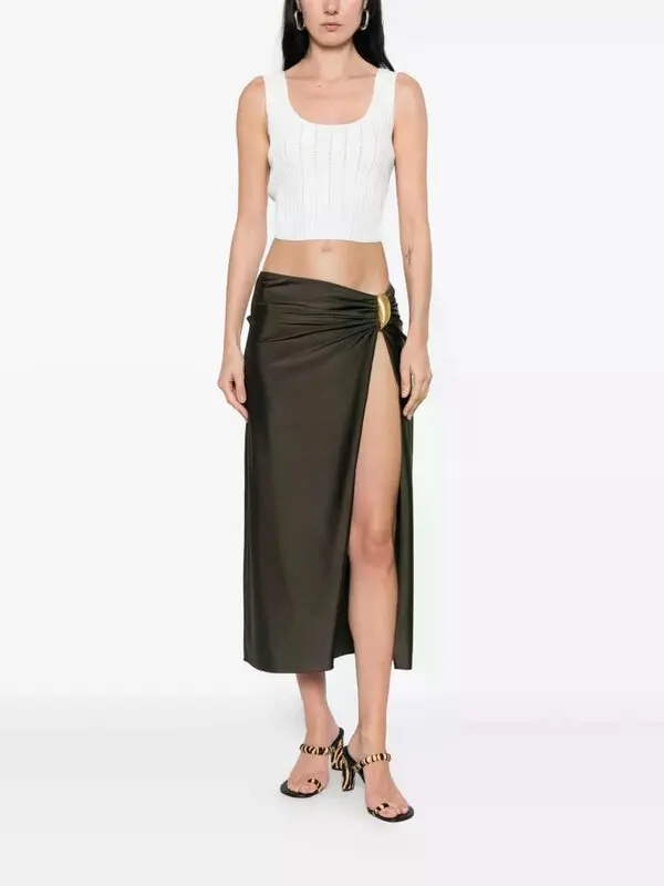Simkhai Gathered Embellished Midi Skirt