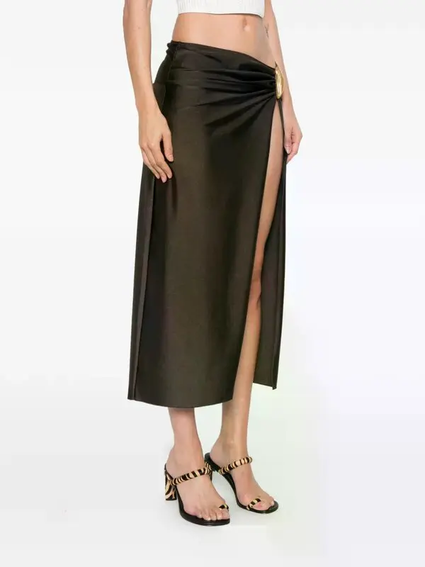 Simkhai Gathered Embellished Midi Skirt