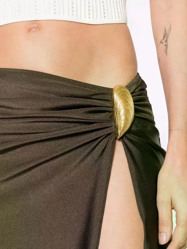 Simkhai Gathered Embellished Midi Skirt