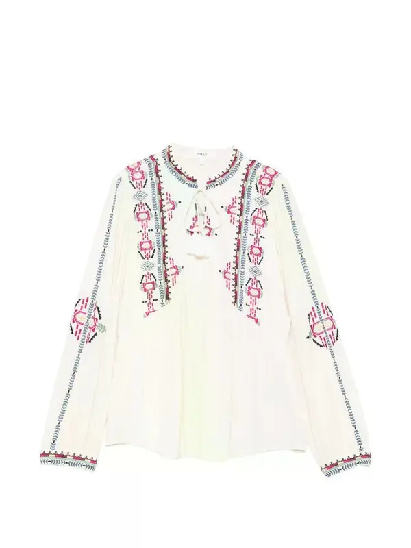Ba&sh Embroidered Tassel Blouse