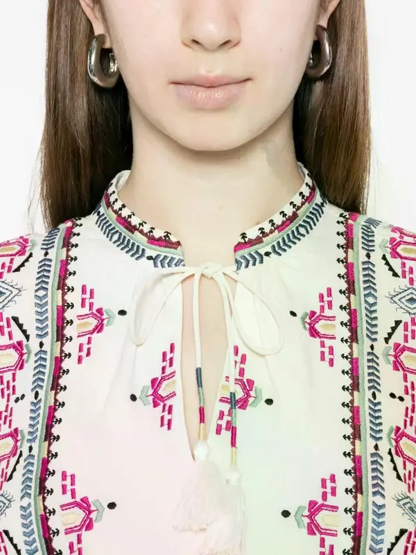 Ba&sh Embroidered Tassel Blouse