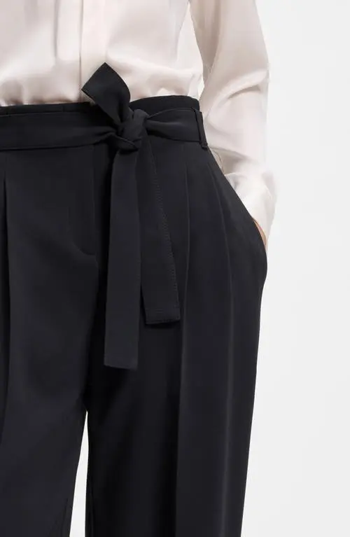 BOSS Pleated Tie-waist Straight-leg Trousers - Sky Captain