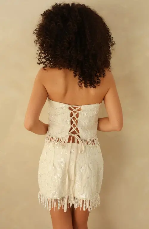 DIPPIN DAISY'S Floral Beaded Mini Skirt