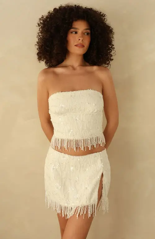 DIPPIN DAISY'S Floral Beaded Mini Skirt