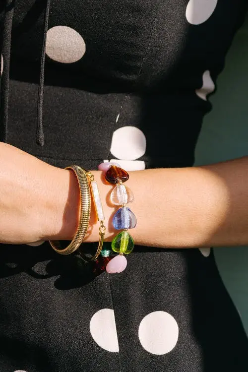 NOONDAY Lampwork Heart Beaded Bracelet