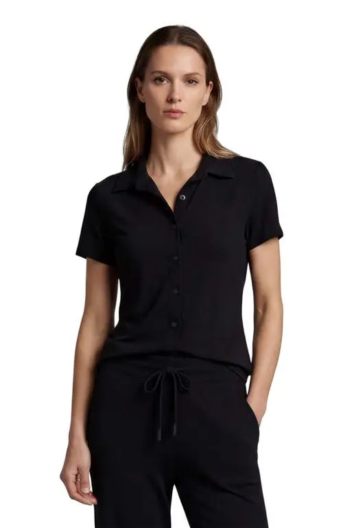 LORDS OF HARLECH Shelley Short Sleeve Button-up Shirt - Black