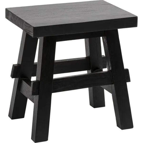 JONATHAN Y Revine Handcrafted Rustic Solid Wood Backless Accent Stool - Black