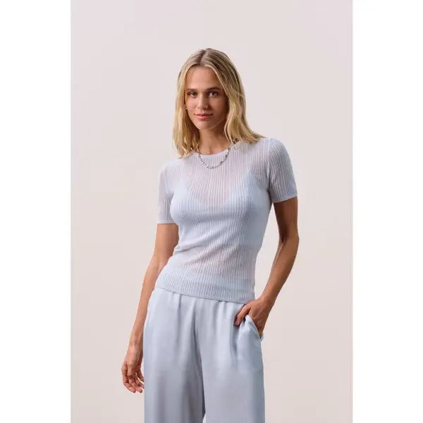 Naked Cashmere Etta Trellis Cashmere Tee - Cloud