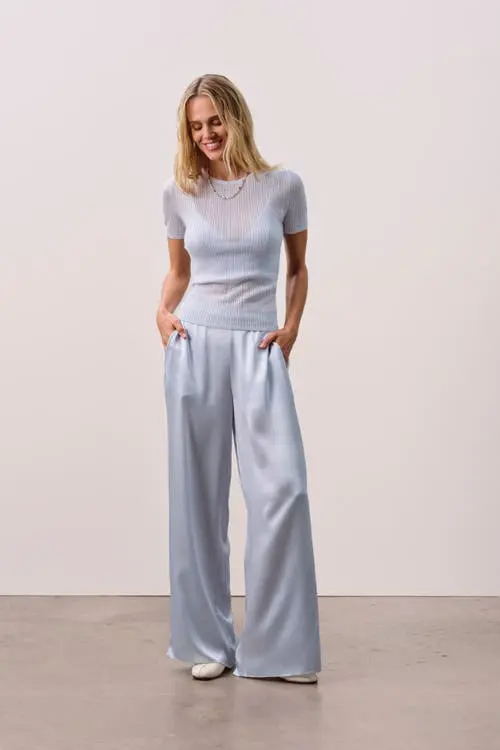 Naked Cashmere Etta Trellis Cashmere Tee - Cloud