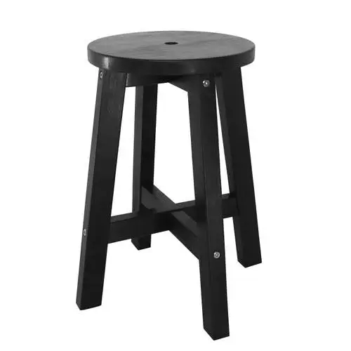 JONATHAN Y Grove Coastal Casual Acacia Wood Round Indoor/outdoor Accent Stool - Black