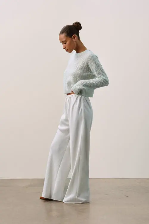Naked Cashmere Chrissy Cropped Cable Knit Sweater - Jadite
